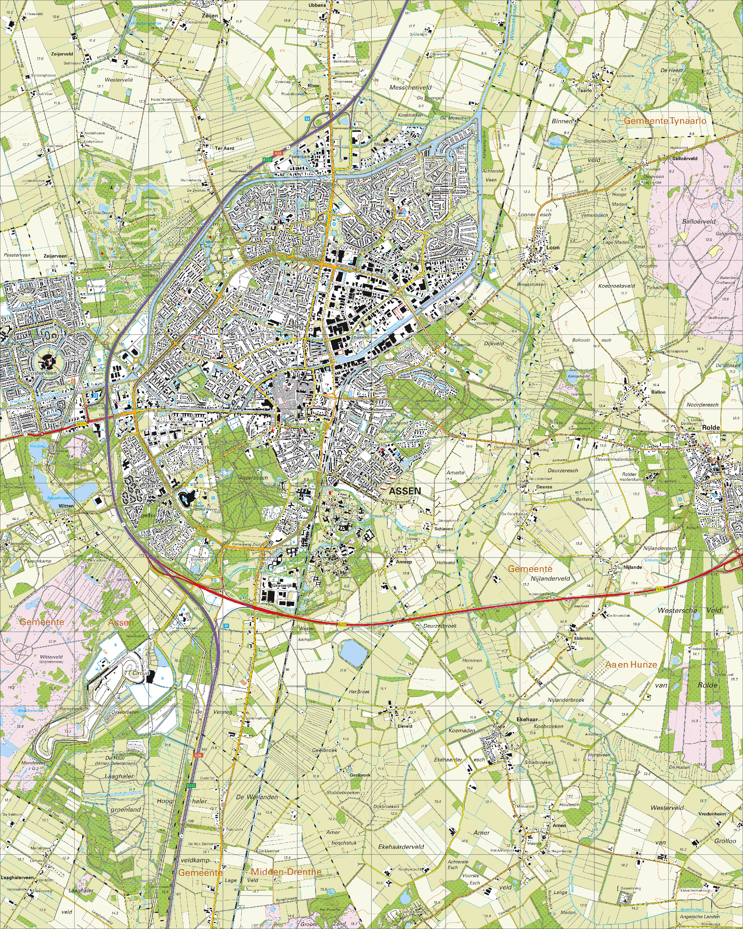 Topografische Kaart 12D Assen | Kaarten en Atlassen.nl