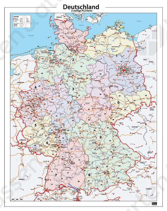 Postcodekaart Duitsland 282 | Kaarten en Atlassen.nl
