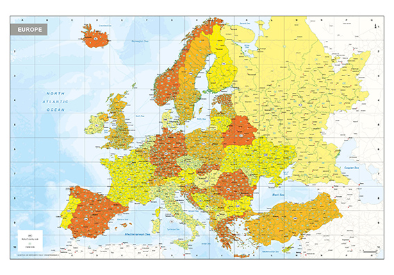 Postcodekaart Europa | Kaarten en Atlassen.nl