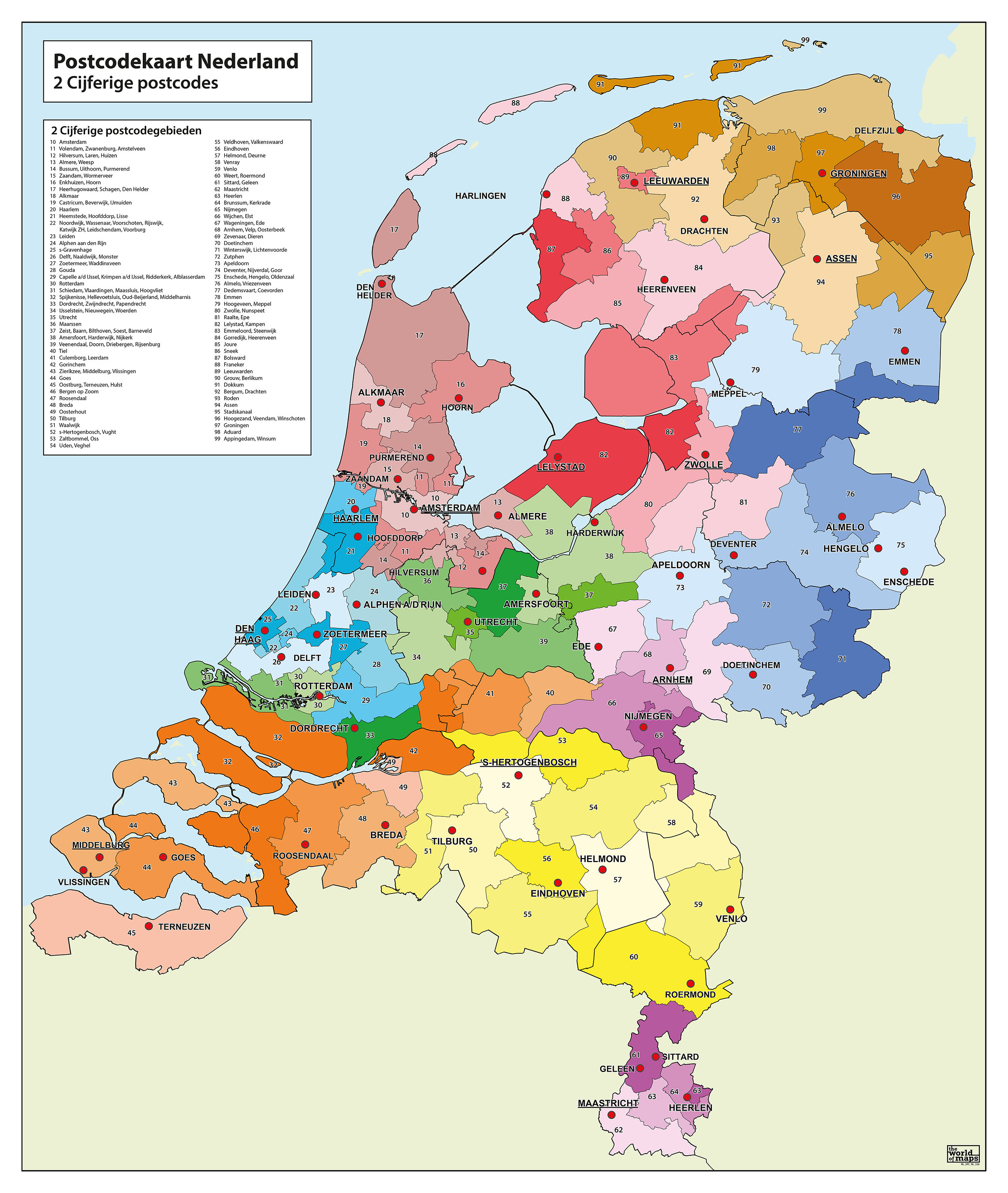 Postcodekaart Nederland 749 | Kaarten en Atlassen.nl