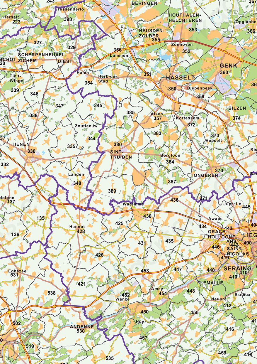 Postcodekaart Benelux 3-cijferig 200 | Kaarten en Atlassen.nl