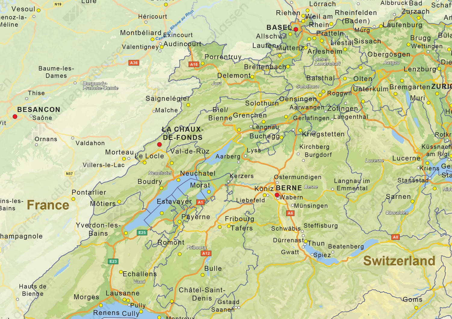 Natuurkundige landkaart Zwitserland 1473 | Kaarten en Atlassen.nl