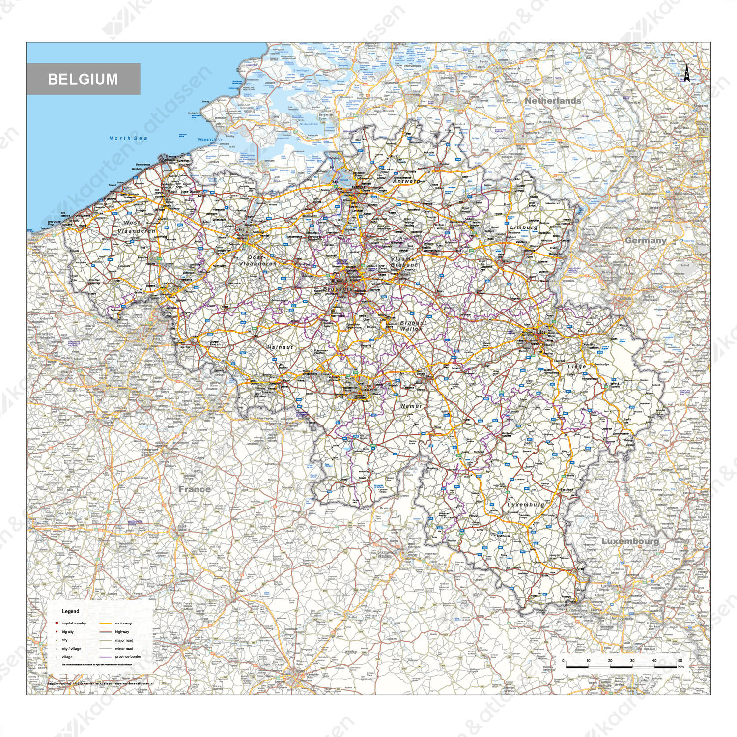 Digitale Wegenkaart België 1589 | Kaarten en Atlassen.nl