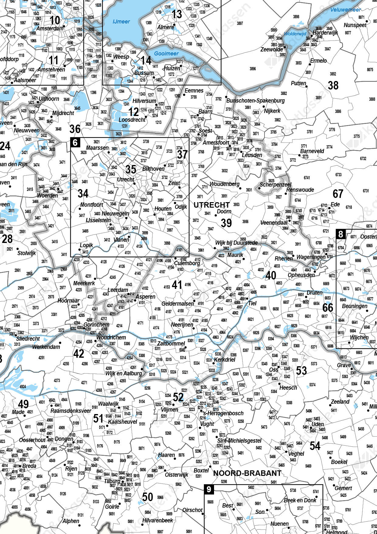 4-cijferige Postcodekaart Nederland 378 | Kaarten en Atlassen.nl