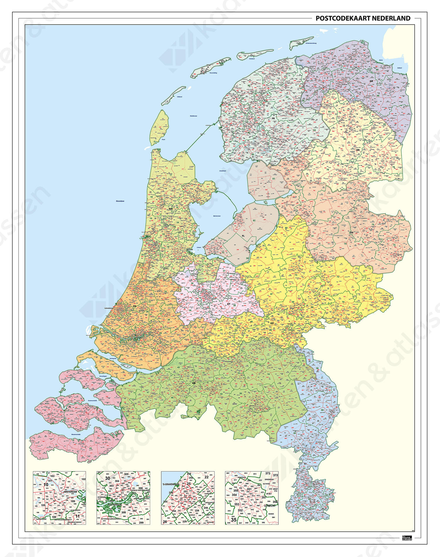 Postcodekaart Nederland 2-3-4 cijferig 1394 | Kaarten en Atlassen.nl