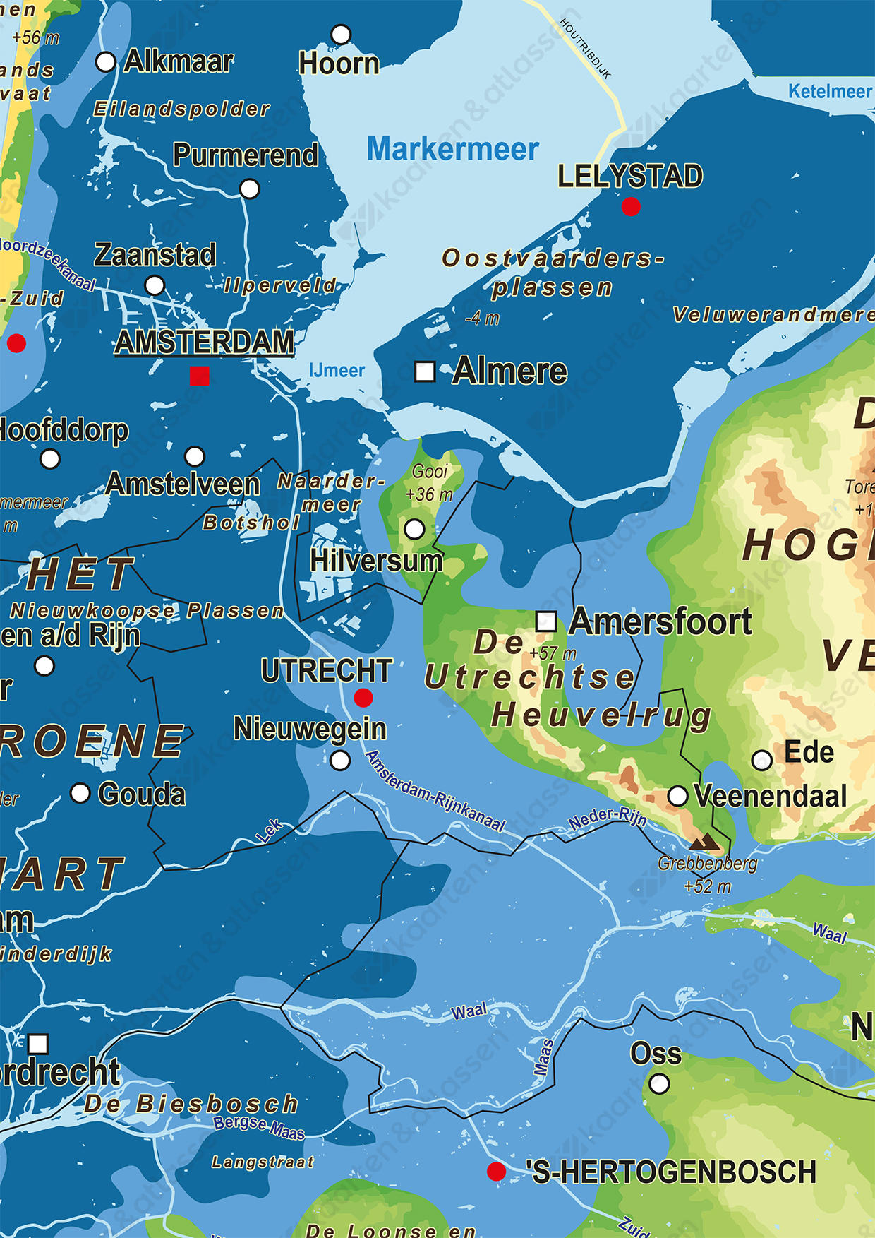 Natuurkundige Overstromingskaart Nederland 1494 | Kaarten en Atlassen.nl