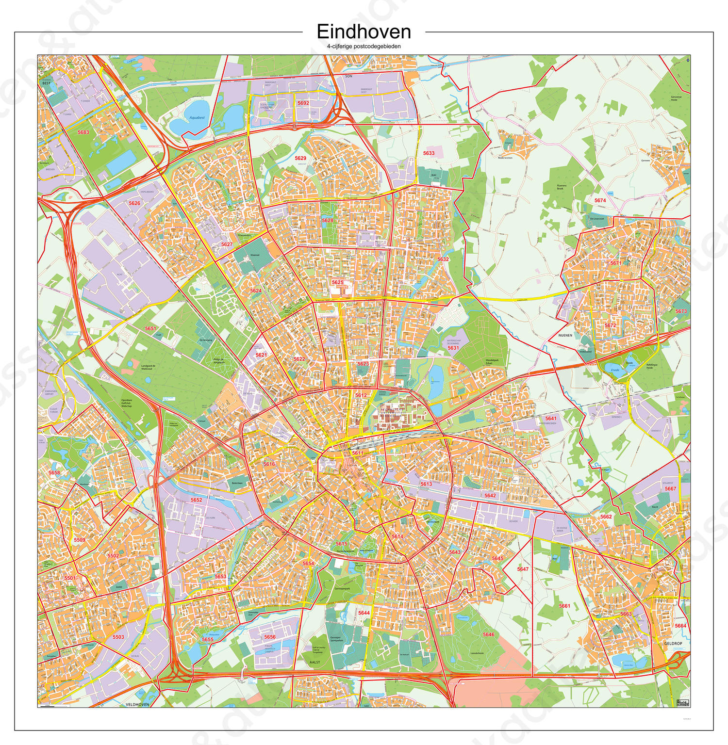 Postcodekaart Eindhoven 102 | Kaarten en Atlassen.nl
