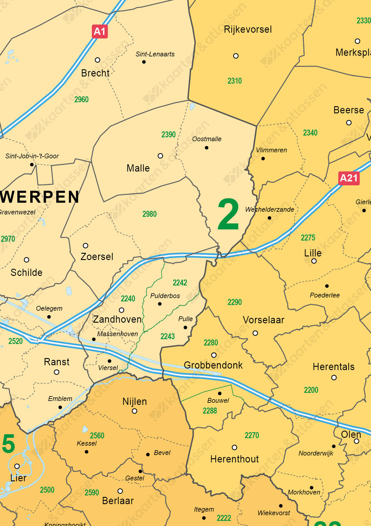 Administratieve kaart Provincie Antwerpen 1512 | Kaarten en Atlassen.nl