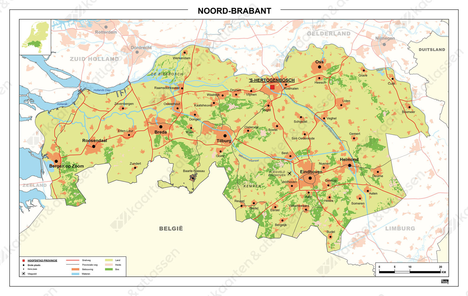 Kaart Van Noord Brabant Met Plaatsnamen | Kaart