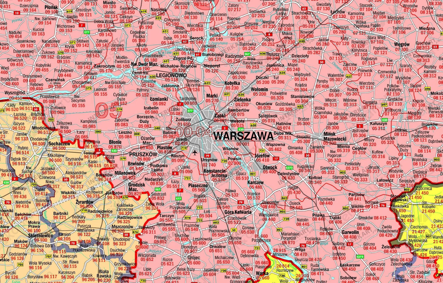 Postcodekaart Polen | Kaarten en Atlassen.nl
