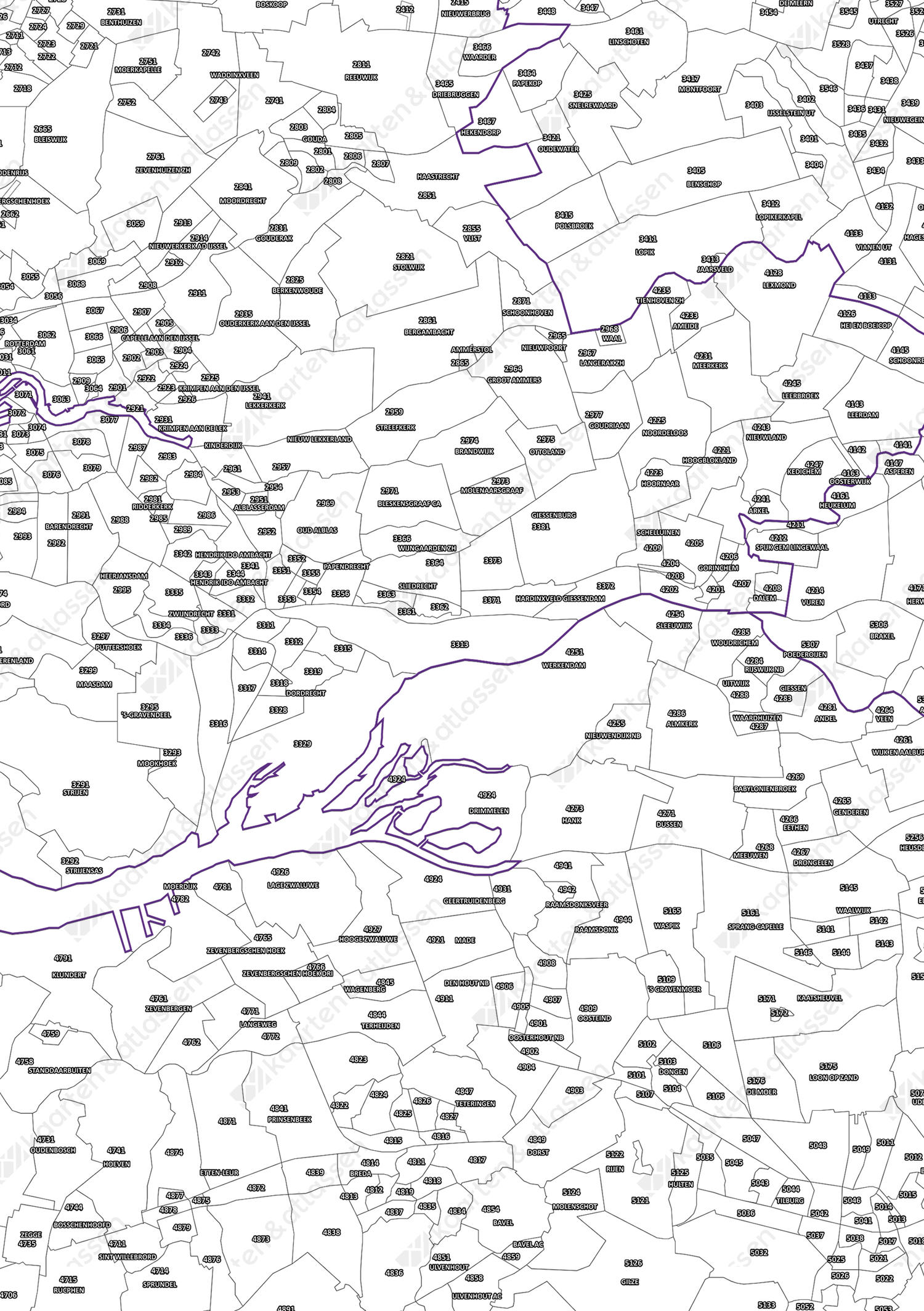 4-cijferige Postcodekaart Nederland 463 | Kaarten en Atlassen.nl
