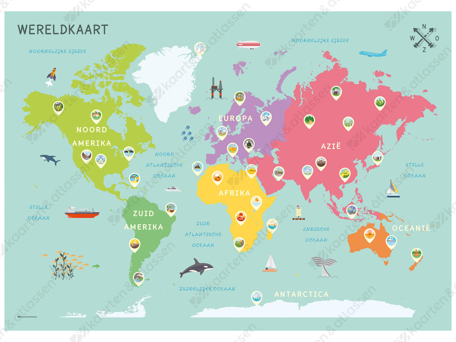Kinder Wereldkaart 1388 | Kaarten en Atlassen.nl