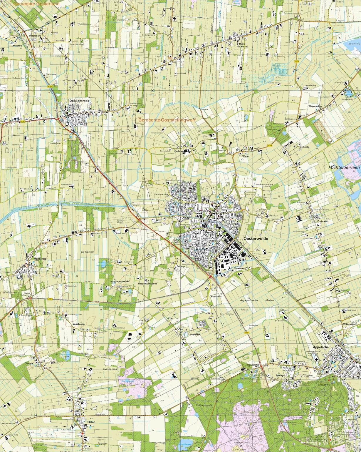 Topografische Kaart 11H Oosterwolde - Kaarten en Atlassen.nl