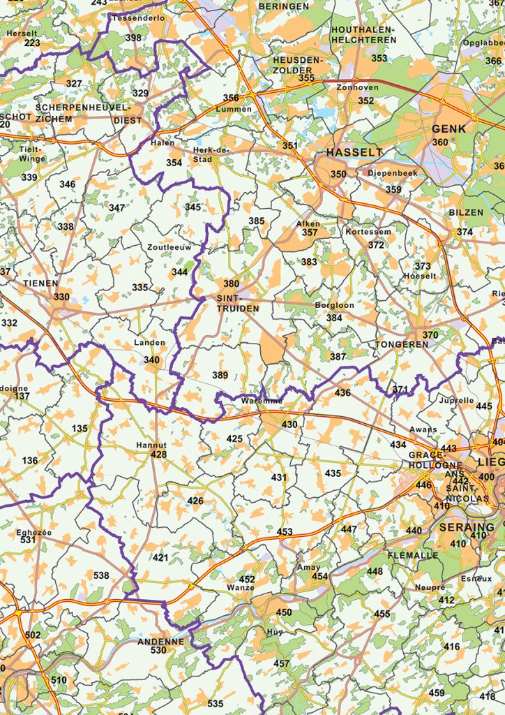 Postcodekaart Benelux 3-cijferig 200 - Kaarten en Atlassen.nl
