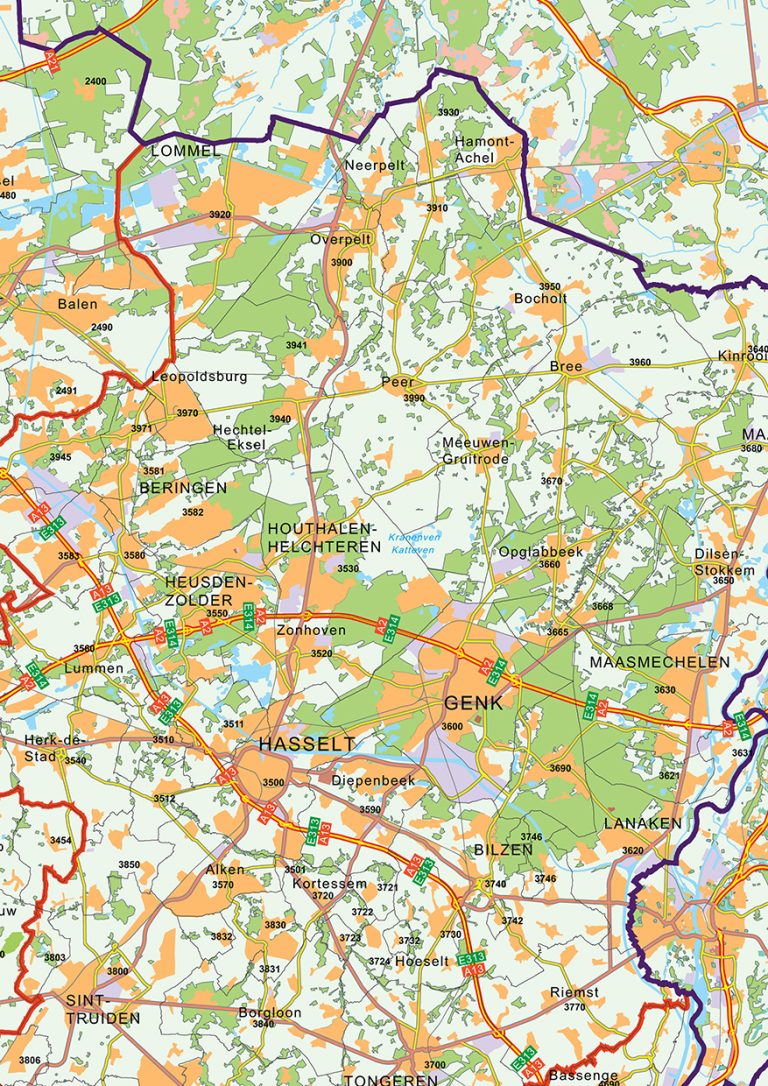 4-cijferige Postcodekaart België 648 - Kaarten en Atlassen.nl