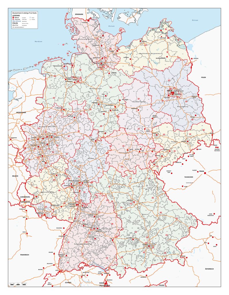 Postcodekaart Duitsland 286 - Kaarten en Atlassen.nl