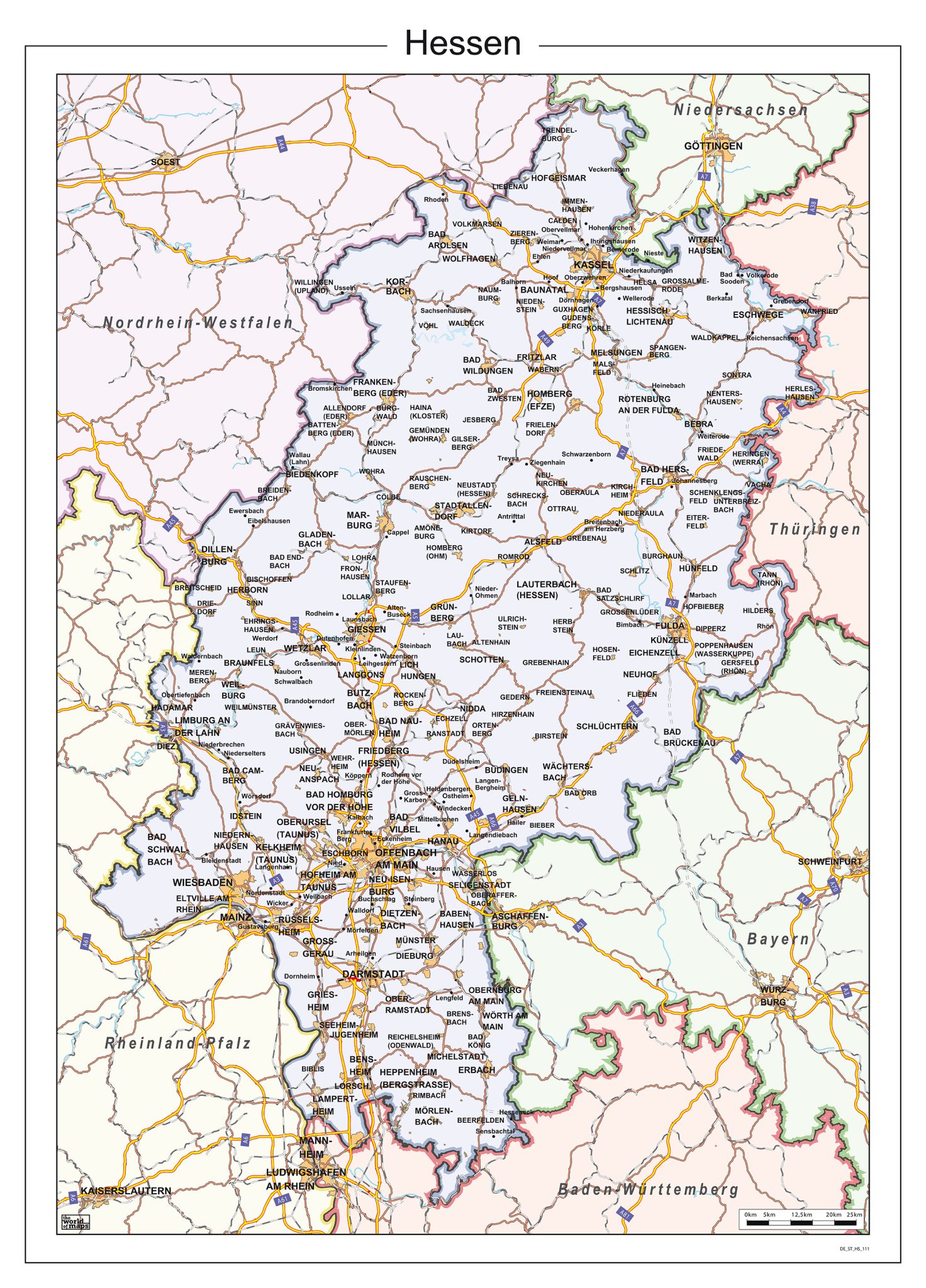 Kaart van deelstaat Hessen 111 - Kaarten en Atlassen.nl