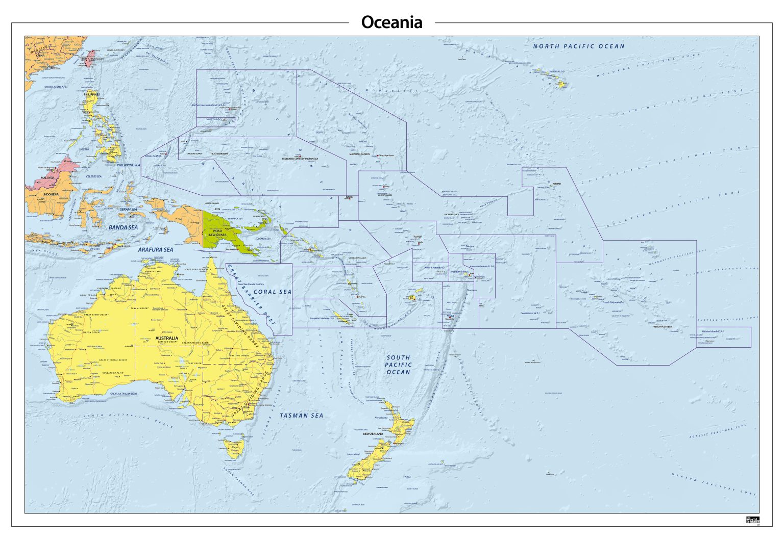 Oceanië staatkundige kaart 639 - Kaarten en Atlassen.nl