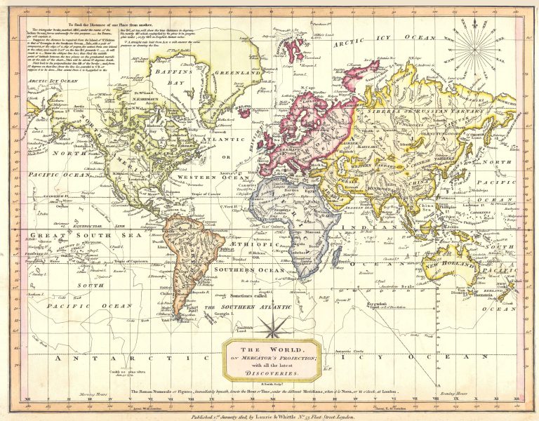 Wereldkaart Anno 1808 Lauri en Whittle - Kaarten en Atlassen.nl