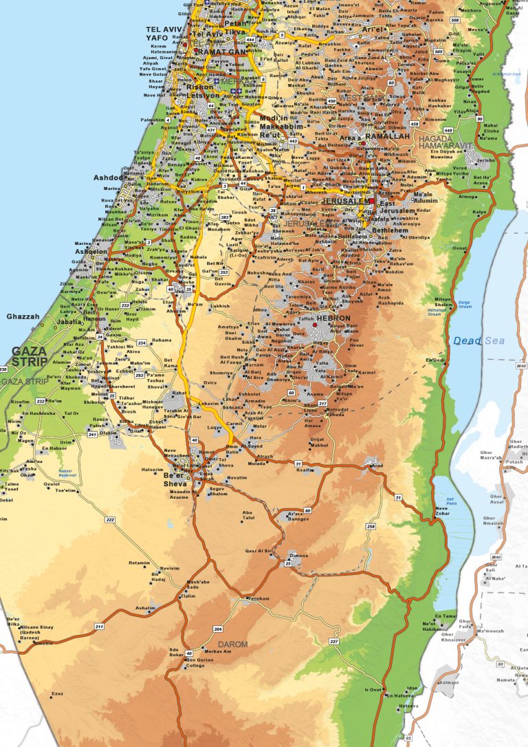 Natuurkundige kaart Israël 1738 - Kaarten en Atlassen.nl