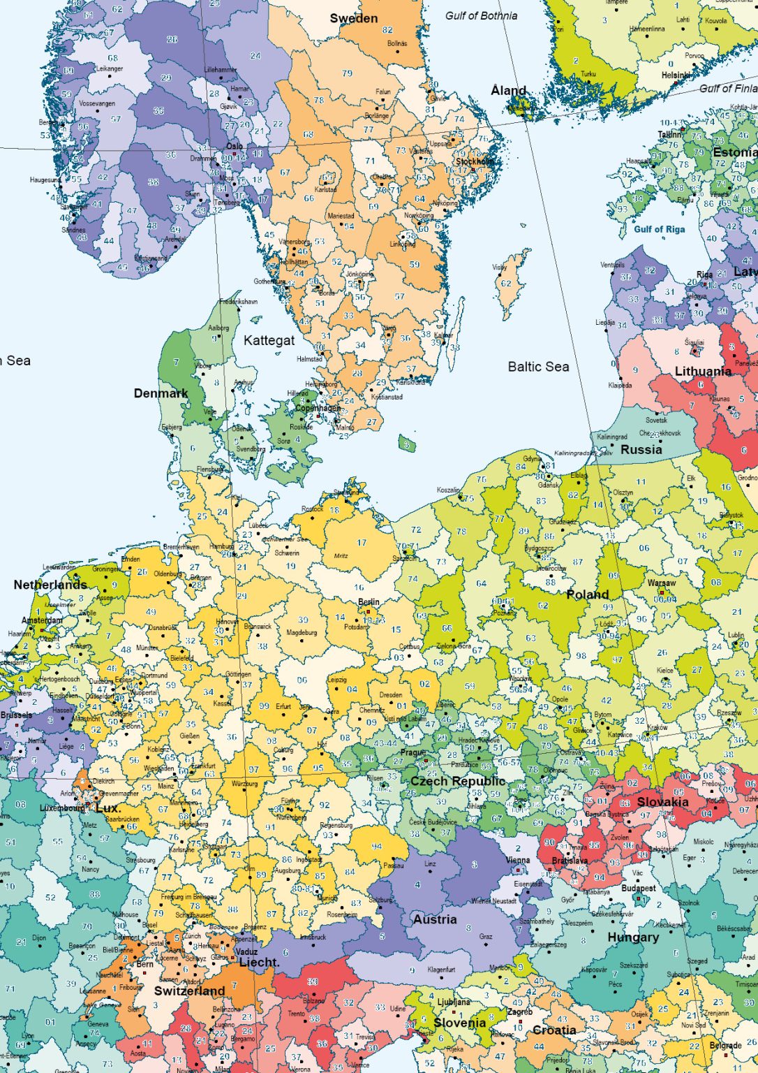 Postcodekaart Europa 1797 - Kaarten en Atlassen.nl