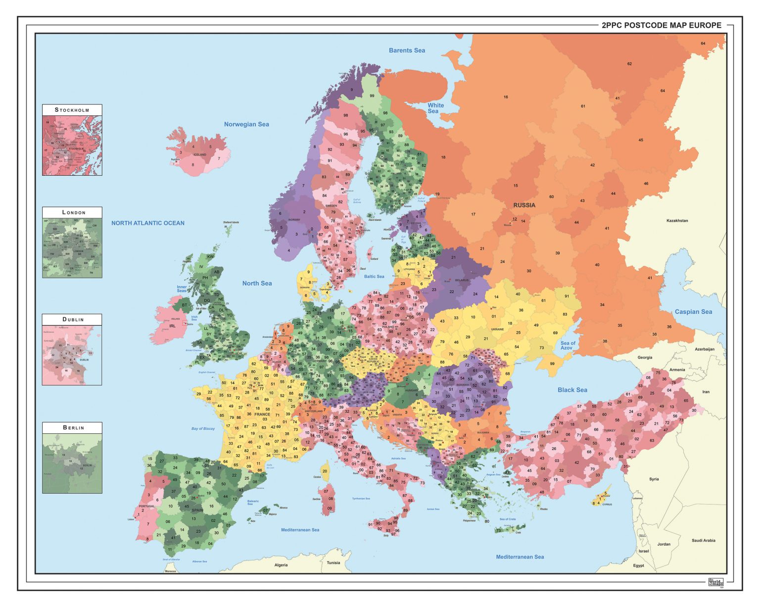 Postcodekaart van Europa 1381 - Kaarten en Atlassen.nl