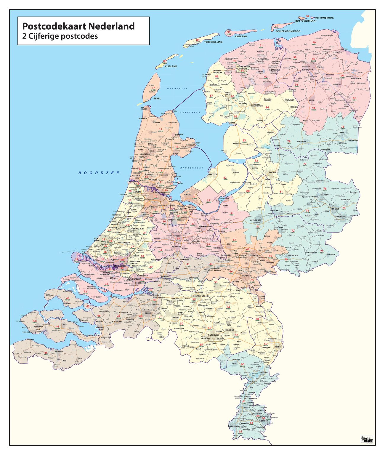 Postcodekaart Nederland 758 - Kaarten en Atlassen.nl
