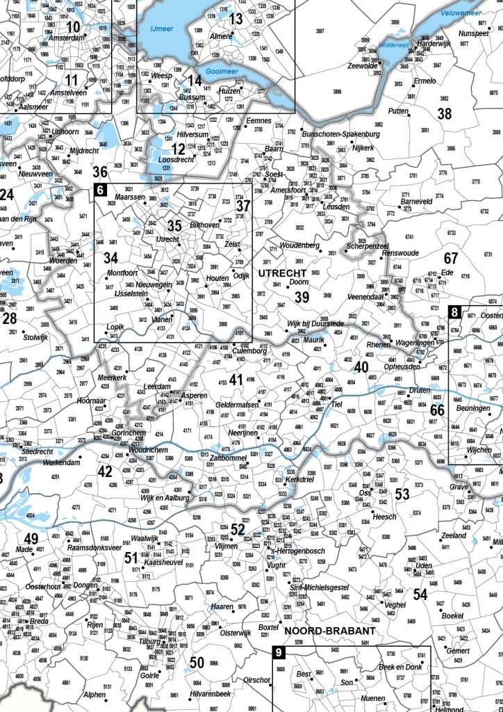 4-cijferige Postcodekaart Nederland 378 - Kaarten en Atlassen.nl