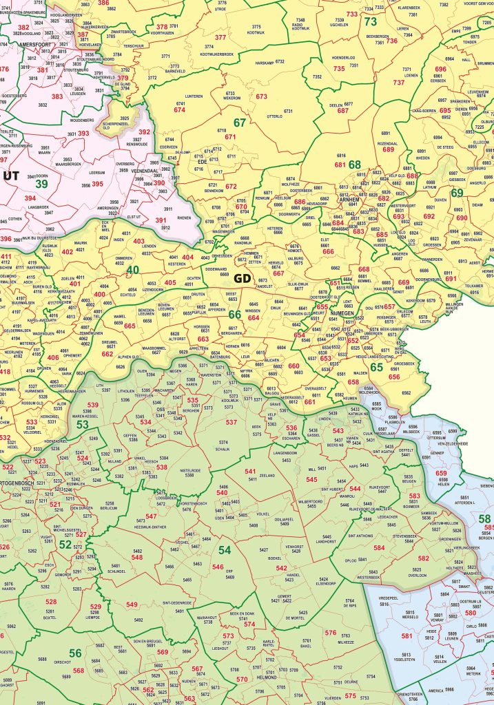 Postcodekaart Nederland 2-, 3- en 4-cijferig 1394 - Kaarten en Atlassen.nl