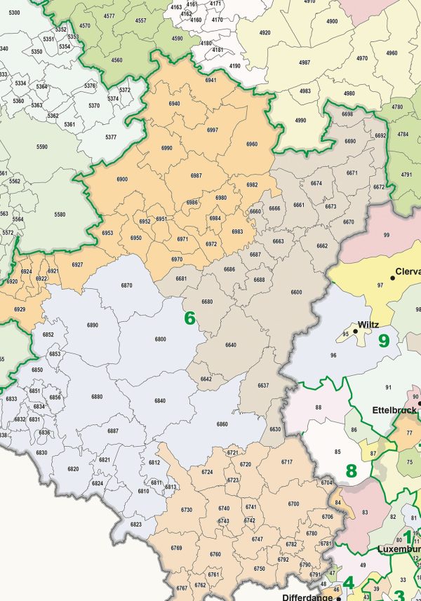 Postcodekaart België en Luxemburg 1796 - Kaarten en Atlassen.nl