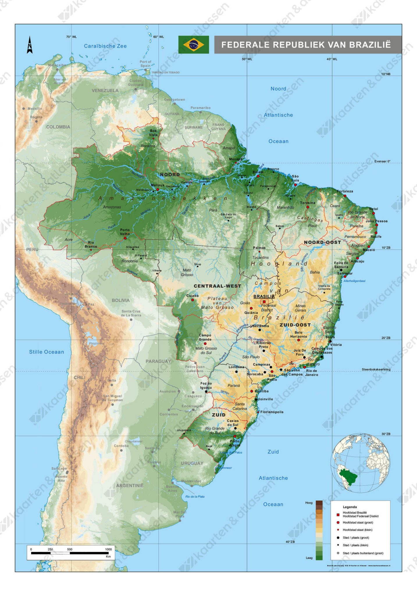 Natuurkundige kaart Brazilië 1532 - Kaarten en Atlassen.nl
