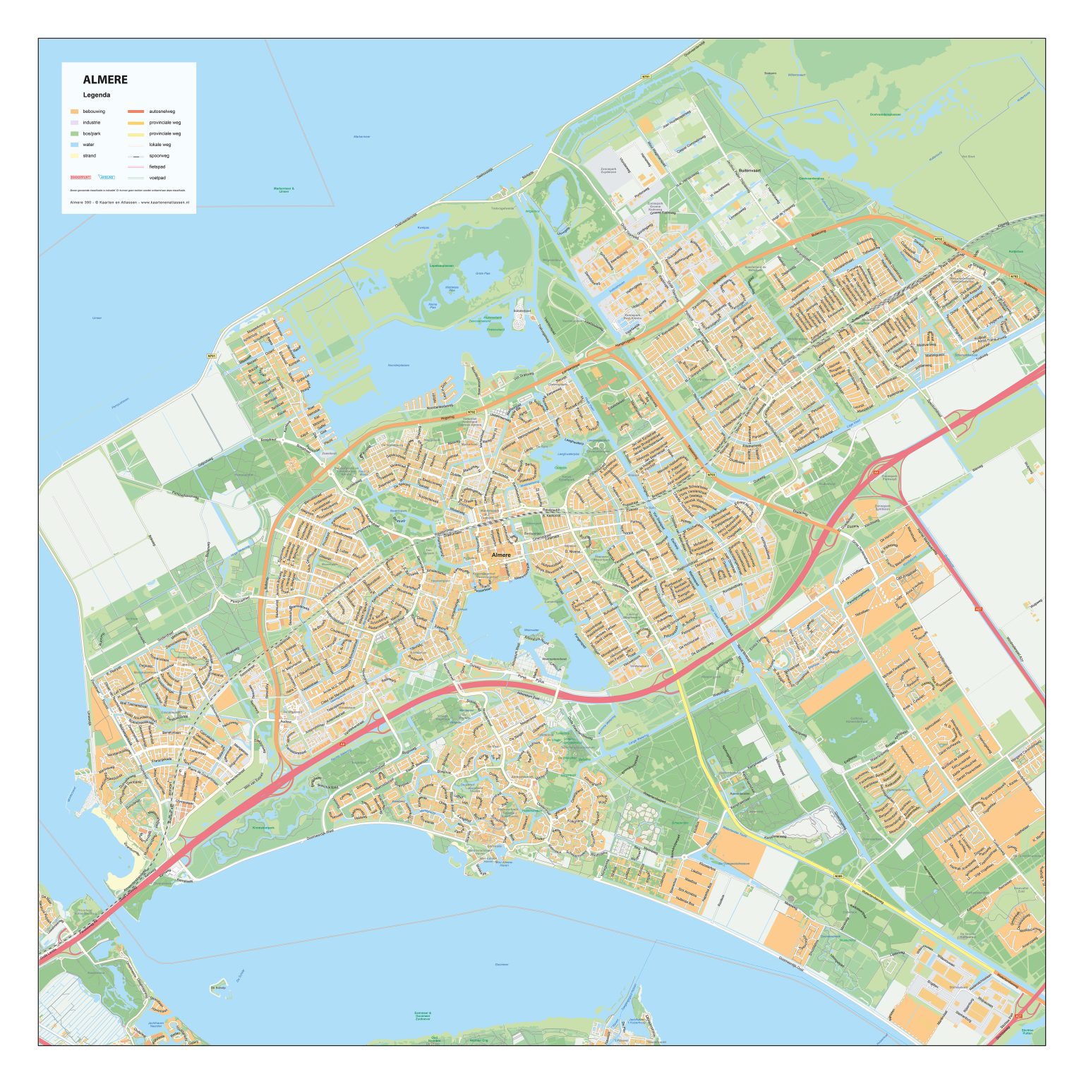Stadsplattegrond Almere gedetailleerde kaart 390 - Kaarten en Atlassen.nl