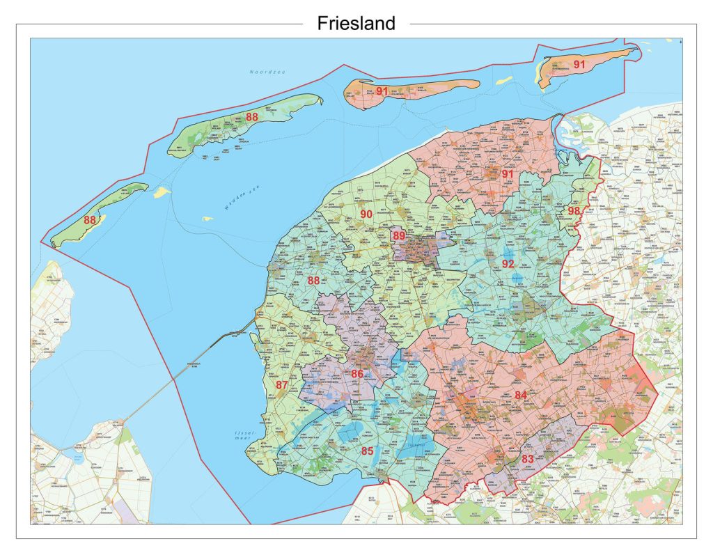 Postcodekaart Provincie Friesland 619 - Kaarten en Atlassen.nl