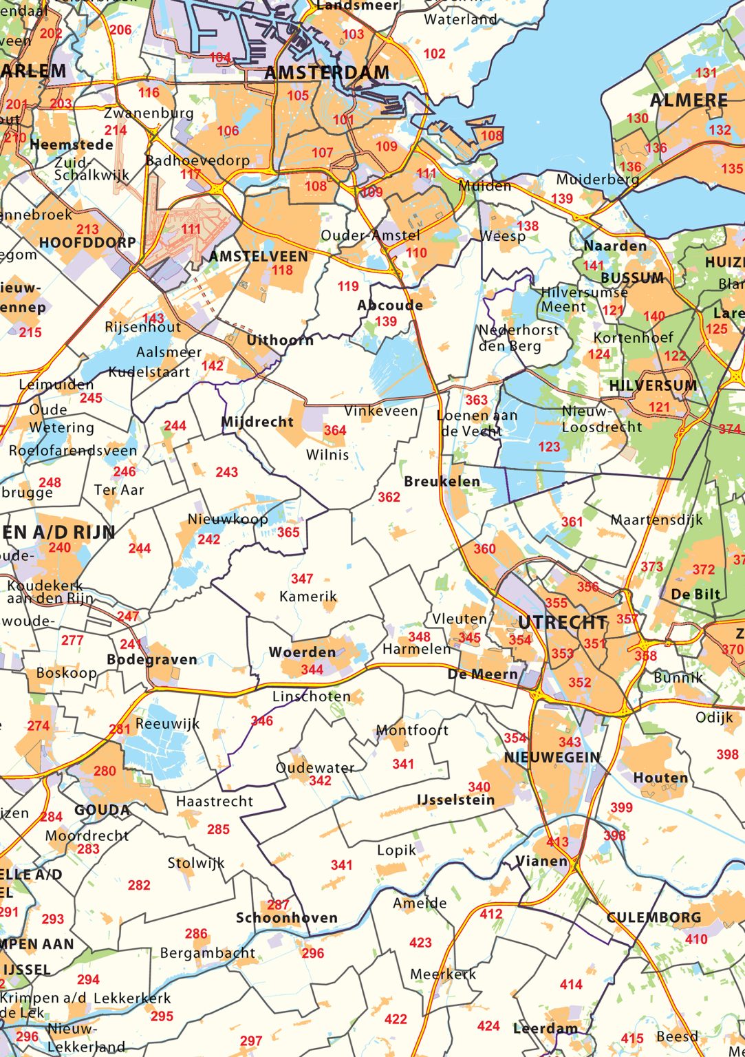 3-cijferige Postcodekaart Nederland 376 - Kaarten en Atlassen.nl