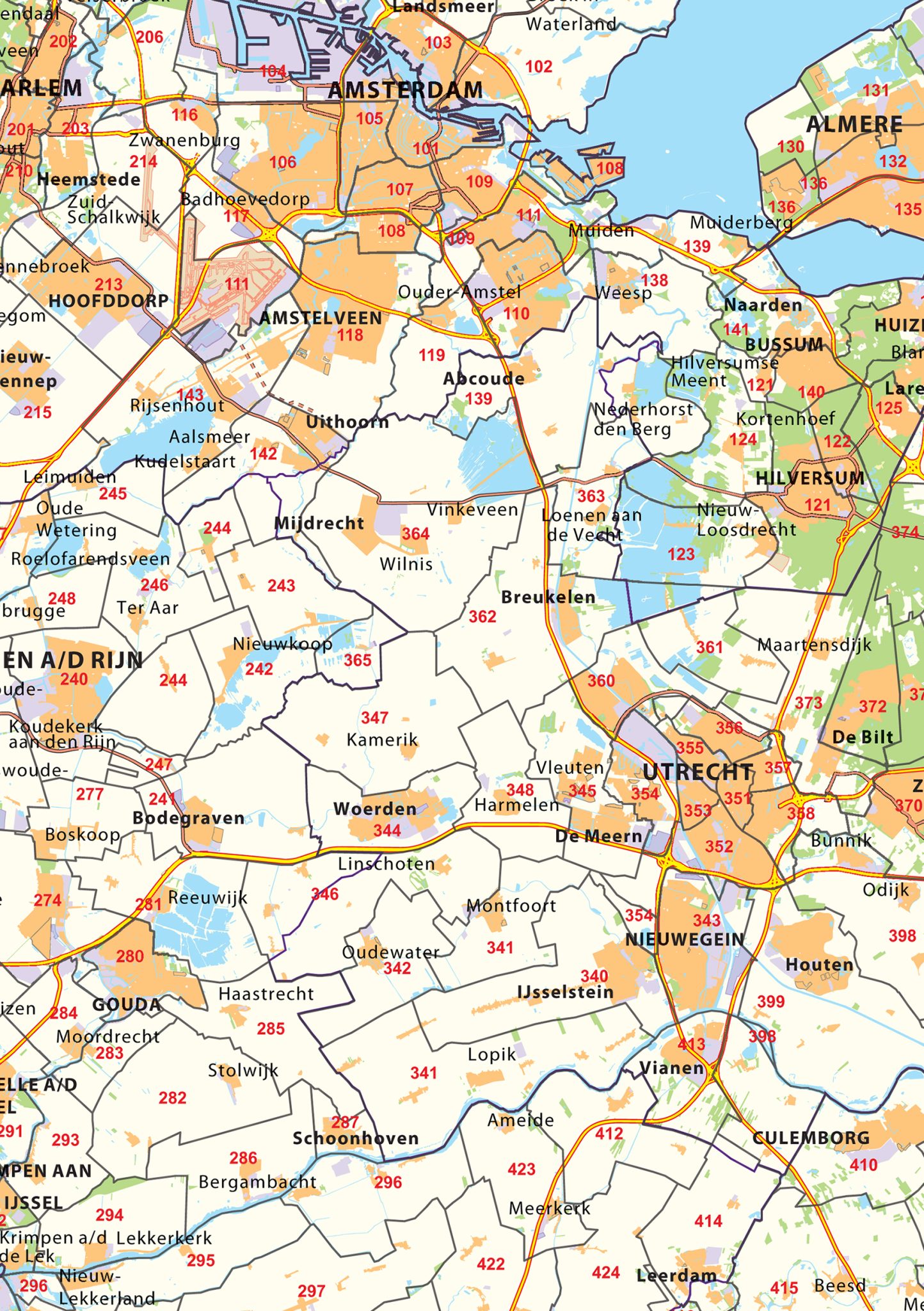 3-cijferige Postcodekaart Nederland 376 - Kaarten en Atlassen.nl