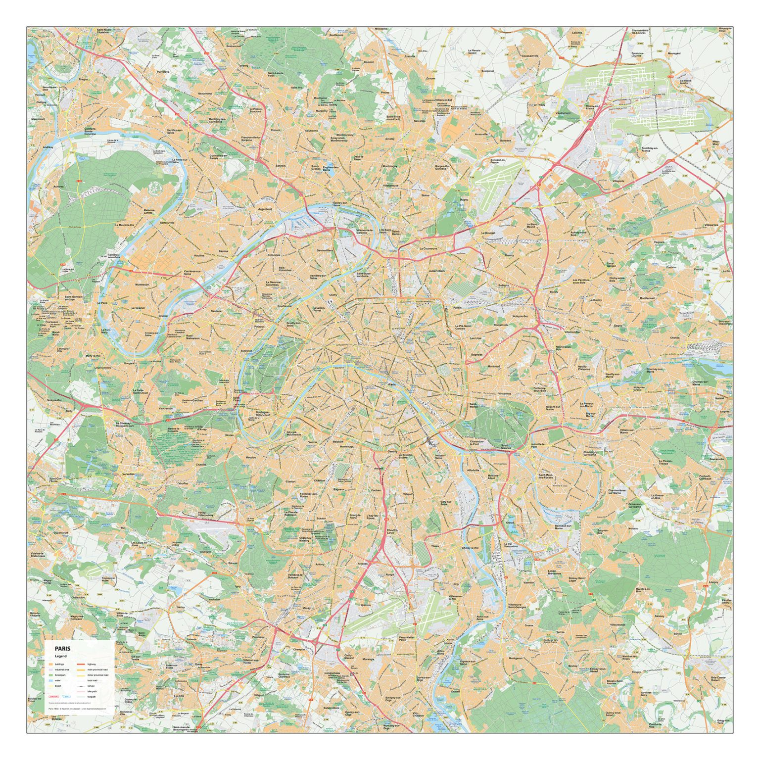 Stadsplattegrond Groot Parijs / Paris 1892 - Kaarten en Atlassen.nl